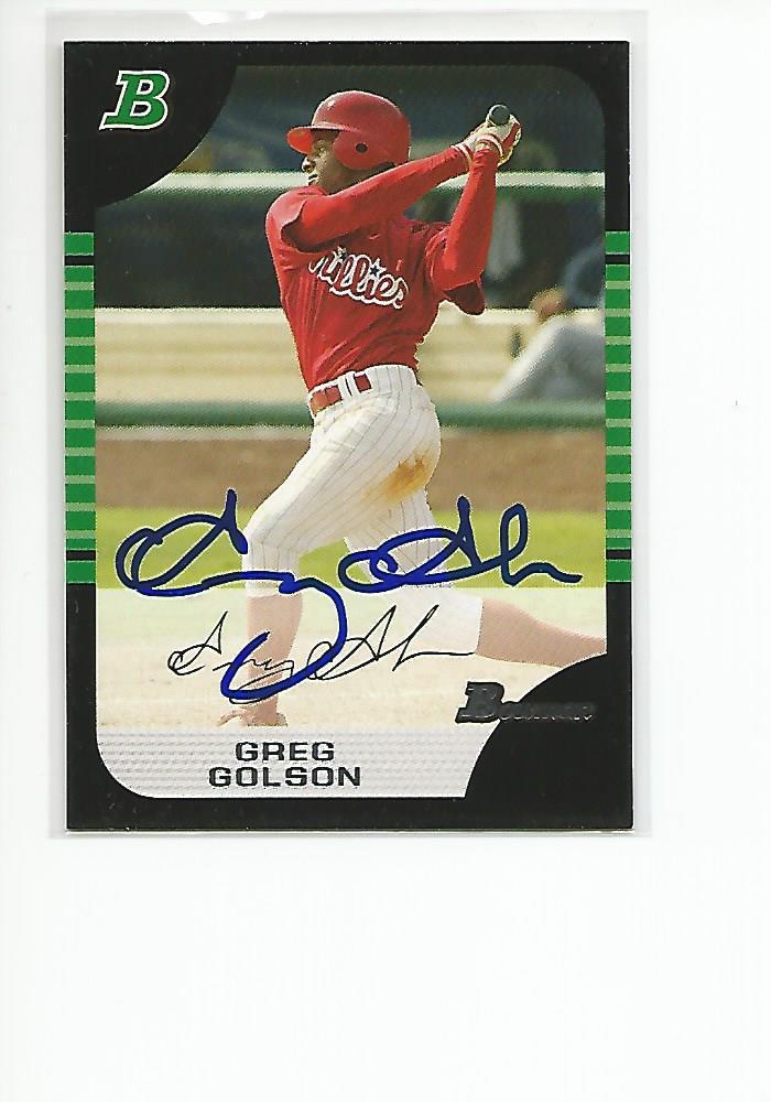 GREG GOLSON Autographed Signed 2005 Bowman card Philadelphia Phillies ...
