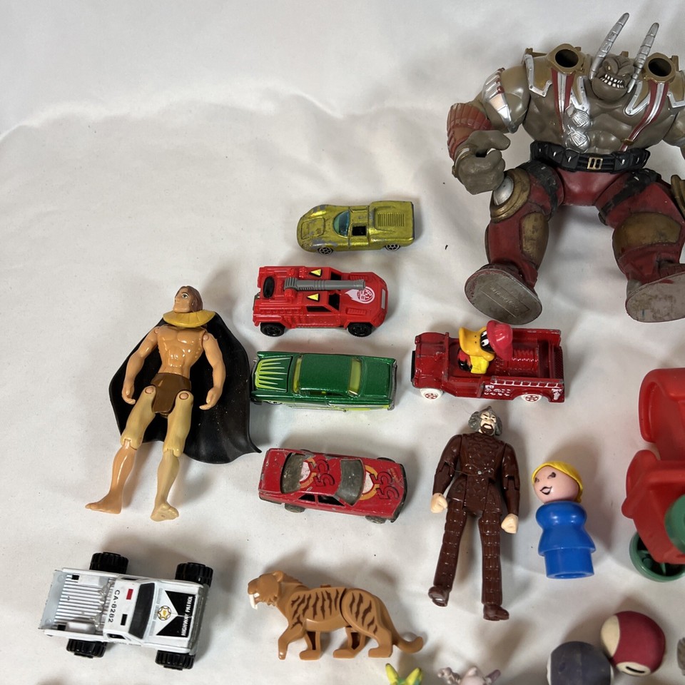 big junk drawer bottom of toy box lot vintage old small toys Approx 5.5 ...