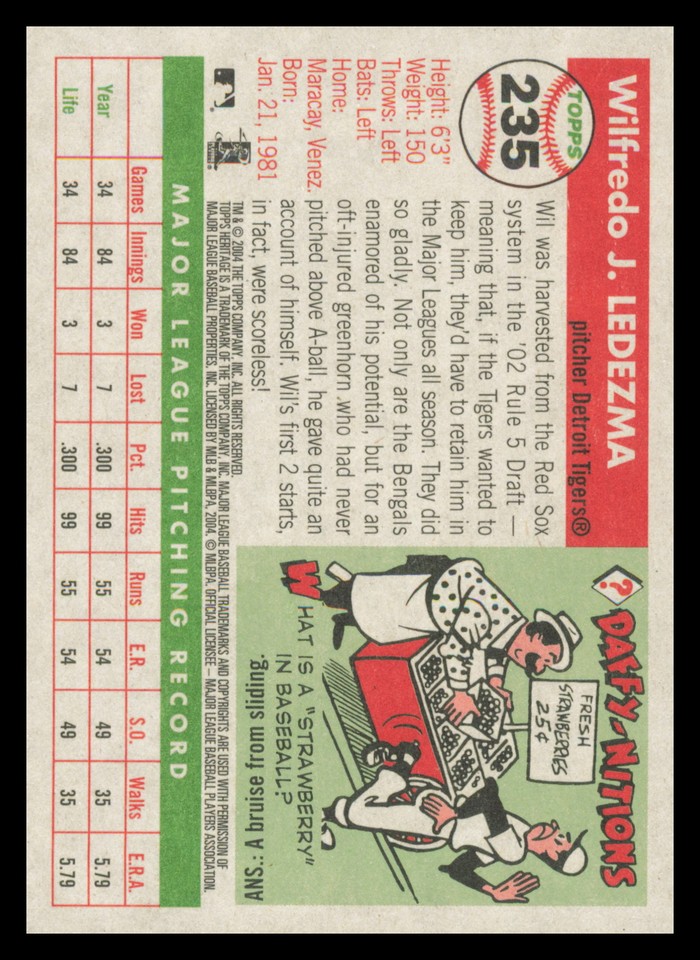 2004 Topps Heritage #235 Wilfredo Ledezma Detroit Tigers | eBay