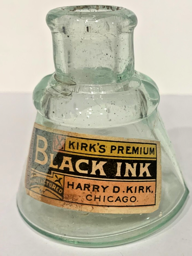 Old Rare labeled Antique Kirk's Black Ink, Chicago. Ill. Cone ink ...