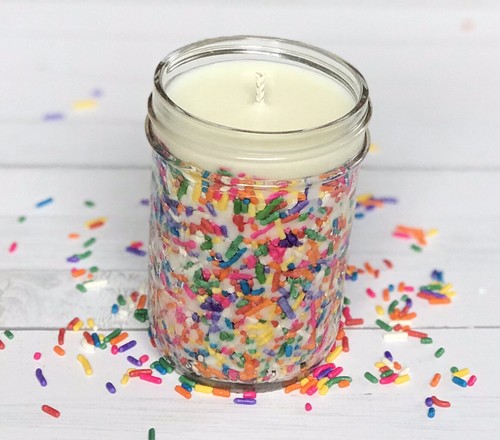 Rainbow Sprinkle Birthday Cake Scented Candle 8 oz Ball Jar FAST FREE ...