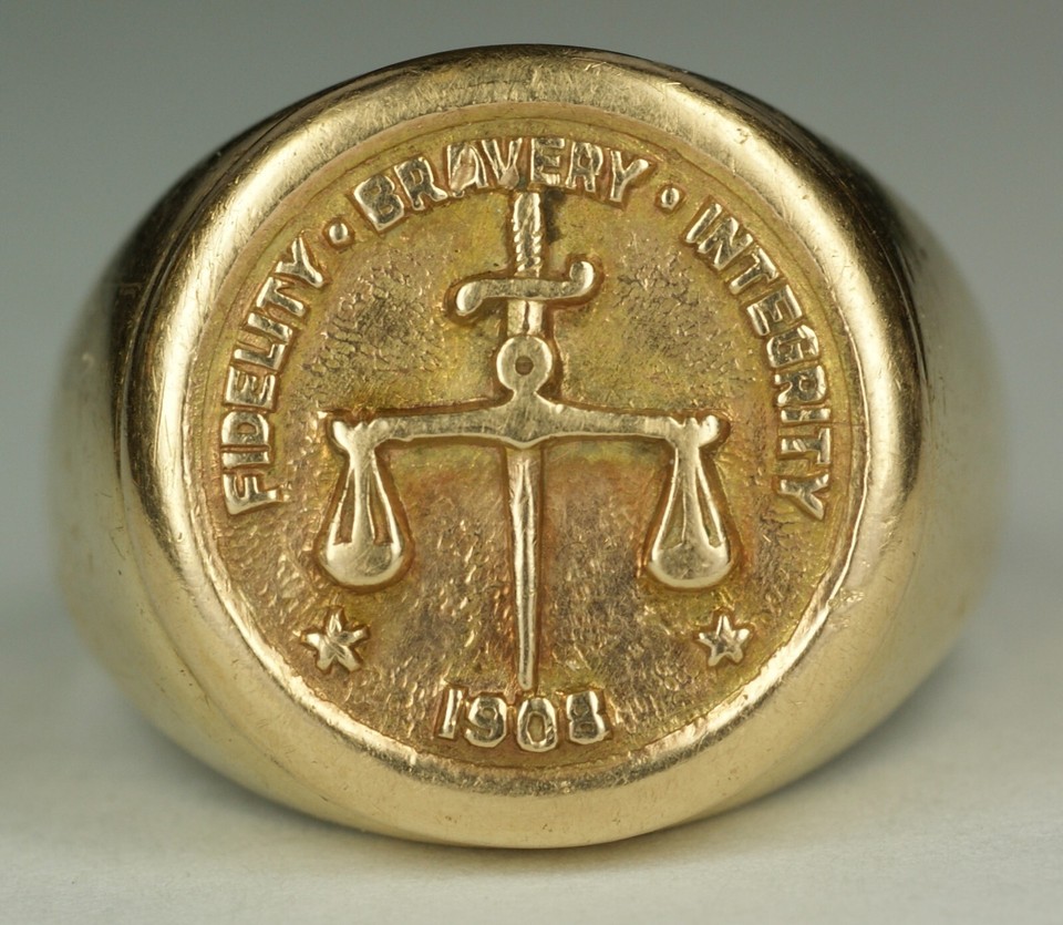 Vintage FBI 14K & 10K Gold Signet Service Recognition Ring US ...