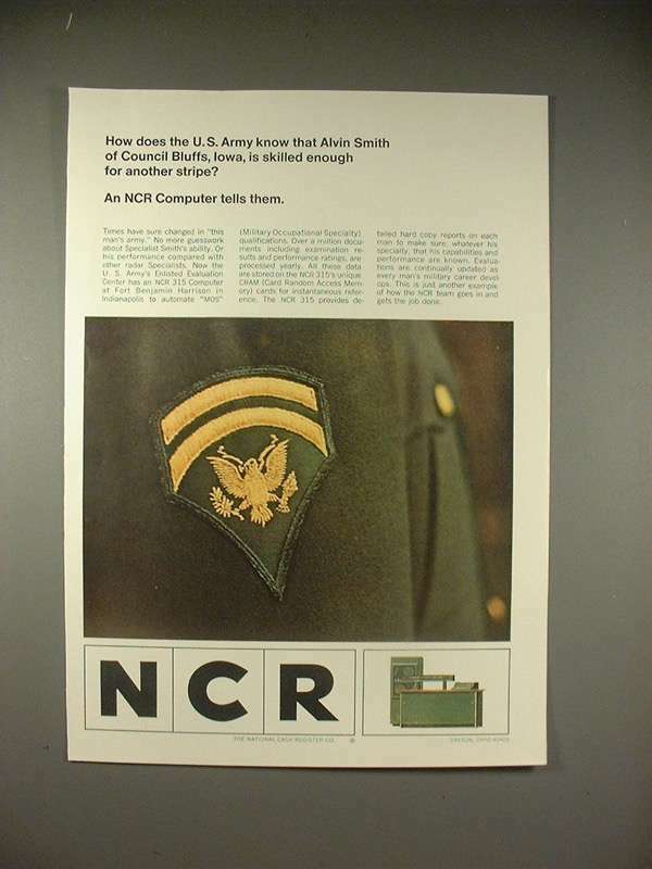 1966 NCR 315 Computer Ad - U.S. Army Skllled Stripe | eBay