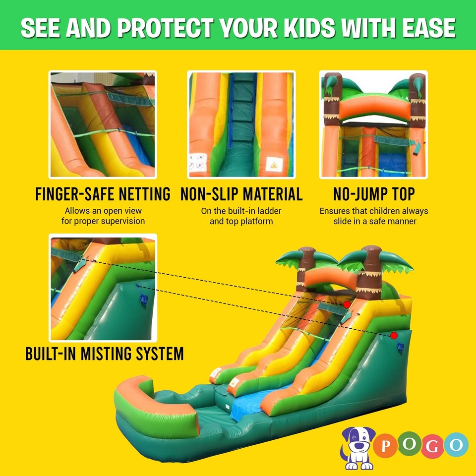 Pogo Inflatable Bouncer 12' Slide For Kids Pool Slide Inflatable Jumper ...