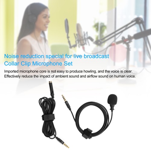 Professional Lavalier Mic Mini Collar Clip Mic 3.5mm 2M Cable Live Rec ...