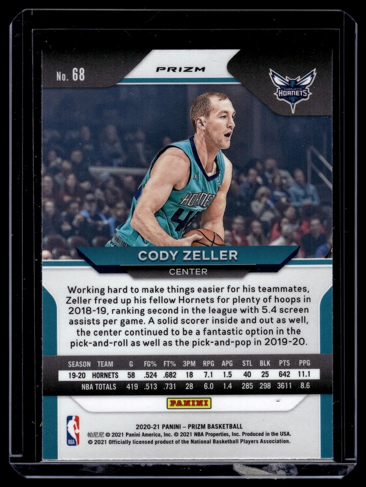 Cody Zeller 2020 Panini Prizm Silver Prizm Card #68 | eBay