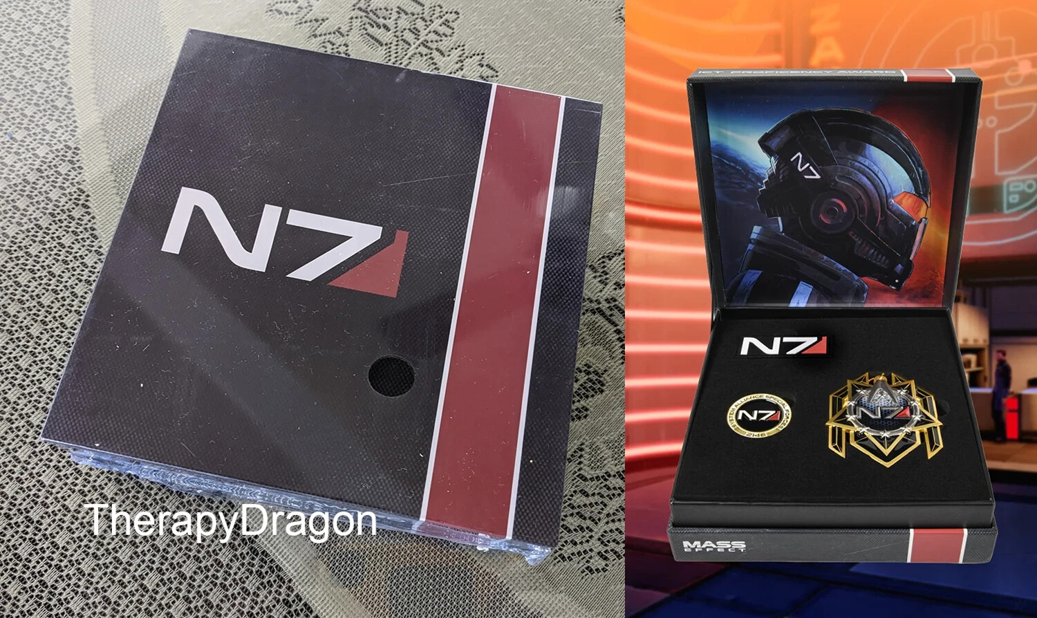 Mass Effect Premium Box Pin Shepard Medal Badge Gold Coin N7 Helmet SET ...