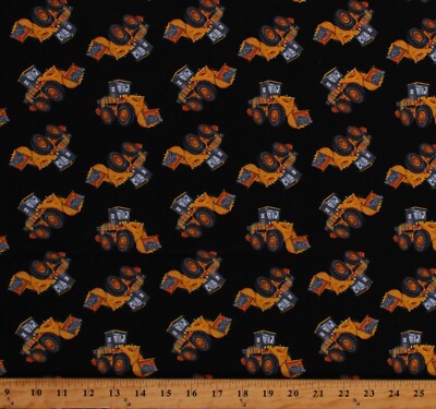 Cotton Front Loader Construction Zone Trucks Fabric Print by the Yard ...