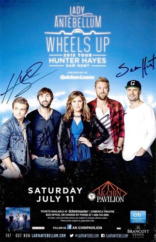 Lady Antebellum Hunter Hayes Sam Hunt 2015 tour signed x5 autographed ...
