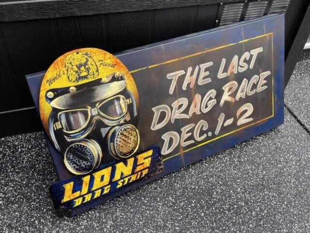 VRHTF VINTAGE "CUSTOM 1 OF 1 LION'S LAST DRAG RACE METAL SIGN BY GREG ...