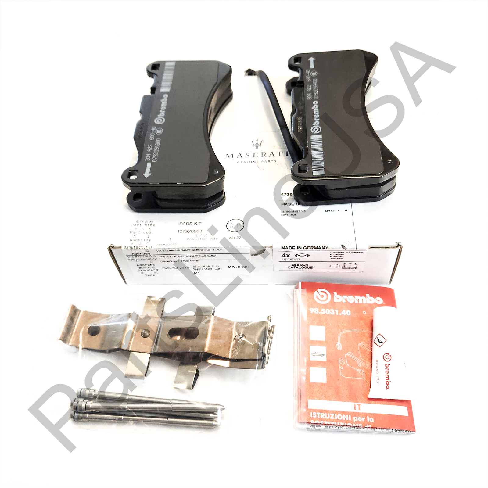 Genuine Maserati Front Brake Pads Kit M156/M157 V6 Quattroporte Ghibli ...