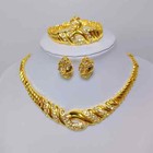 Fashion Gold Plated Ladies Necklace Dubai Jewelry Set Ring Bracelet ...