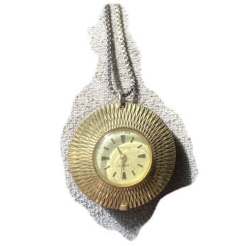 Beautiful Vintage Women's Men's Pendant Watch Jewel Gold Tone Walking ...