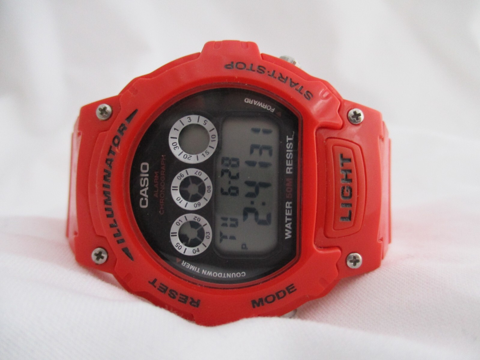 Casio Illuminator Digital Watch Red Buckle Band Water Resist 50m Alarm ...
