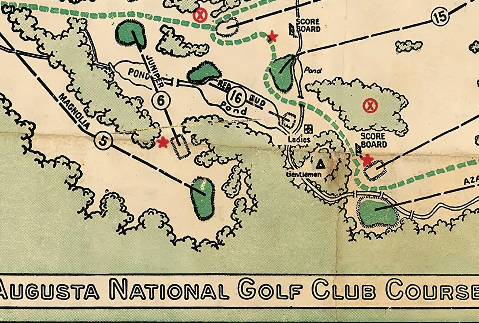 Augusta National Masters Golf Course Map 1954 | eBay