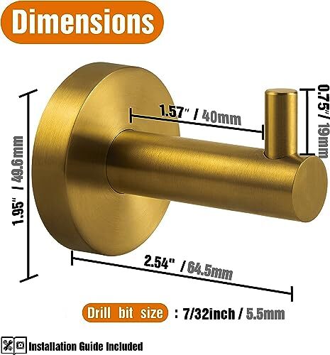 Gold Towel Hooks For Bathroom Wall Mounted Brushed Brass Wall Mount ...