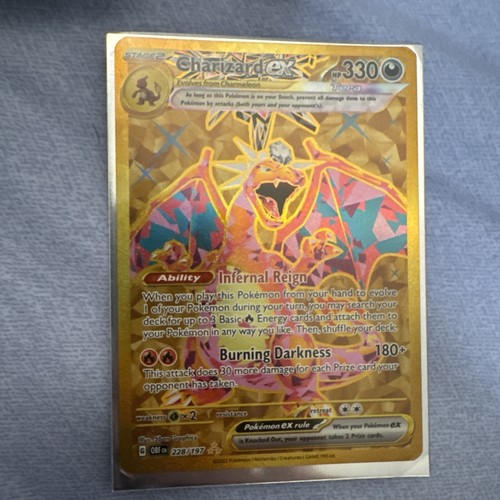 Pokemon Charizard EX 228/197 Gold Obsidian Flames Triple Gold Stars NM ...