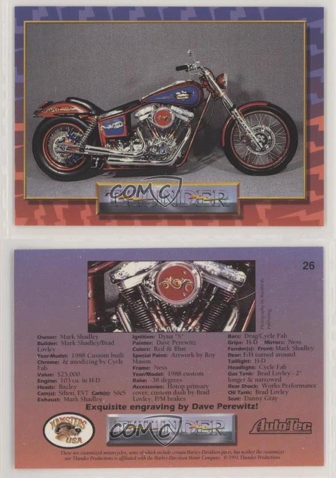 1992 Thunder Custom Motorcycles Exquisite Engraving by Dave Perewitz ...