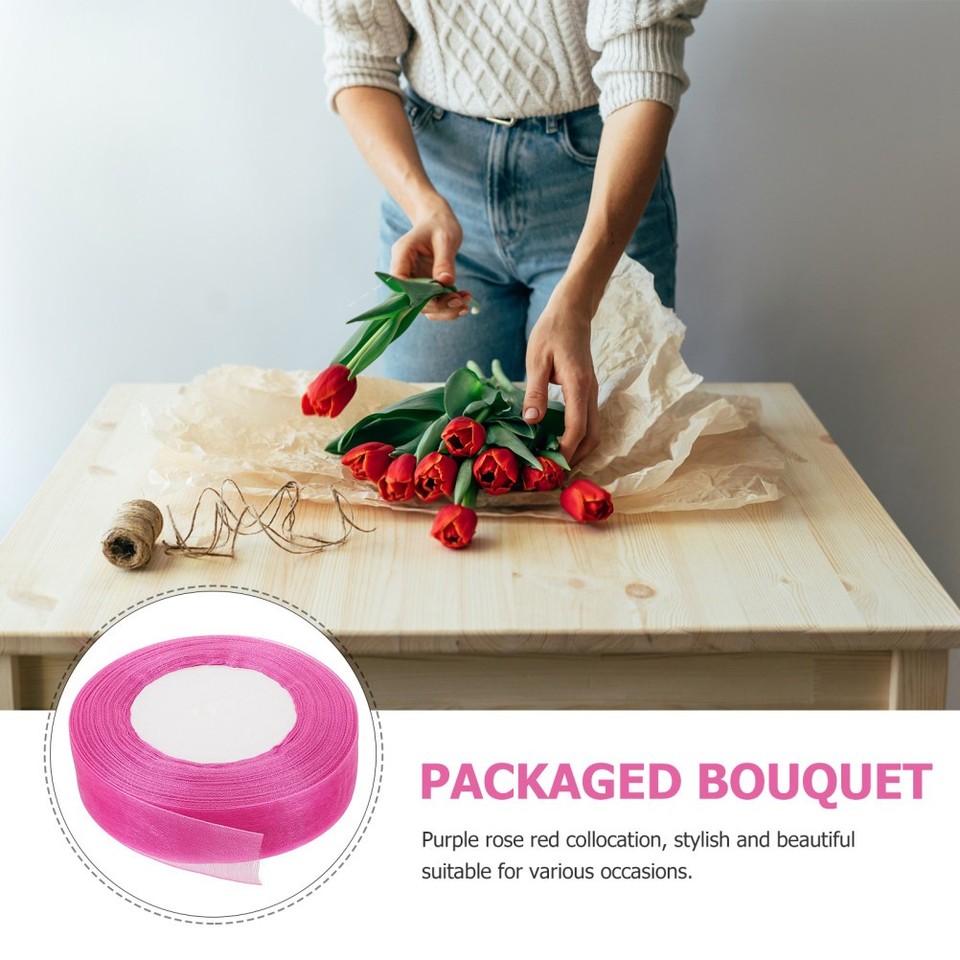 1 Roll Wide Ribbon Floral Bouquet Present Packing Ribbon Crafts Gift ...