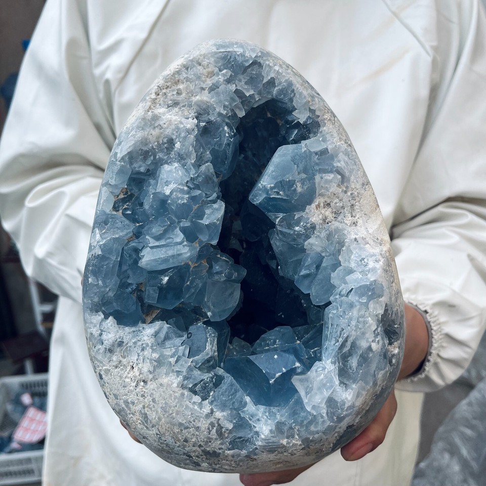 22.2lb Natural Blue Celestite Crystal Geode Quartz Cluster Mineral ...