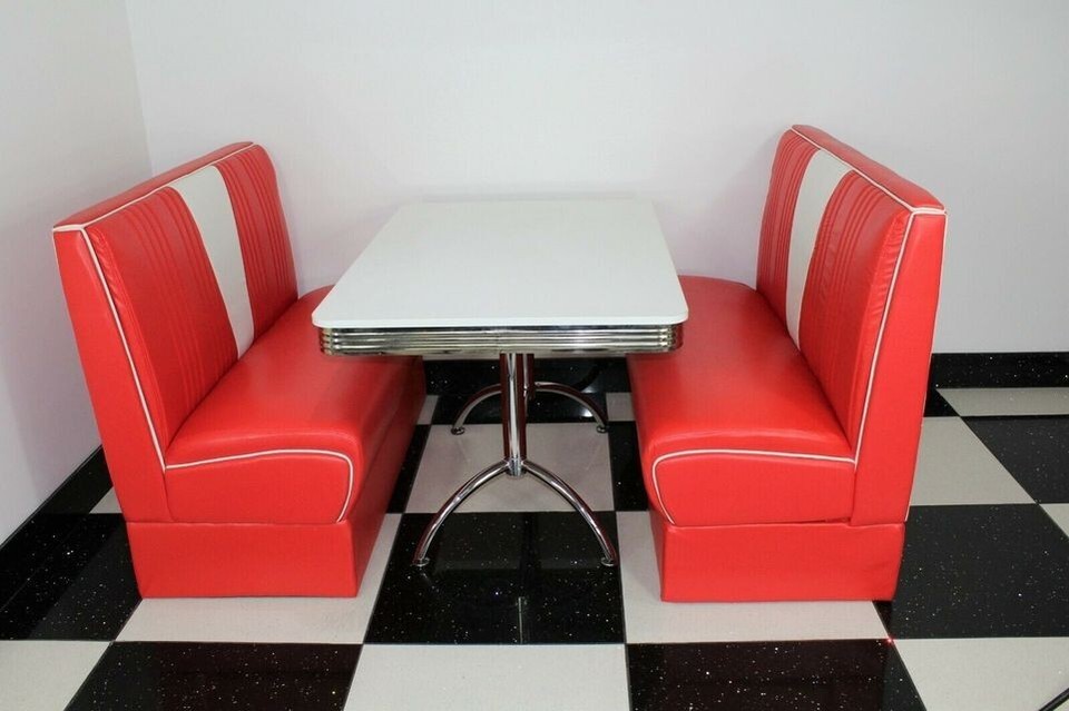 American Diner Furniture 50s Retro Nashville Table & Red Booth Set ...