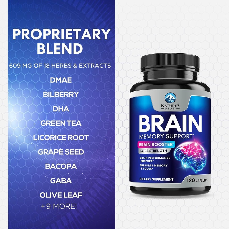 Brain Memory Supplement Pills - Nootropics Support for Concentration ...