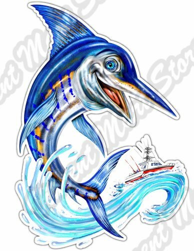 Happy Marlin Sailfish Fishing Marine Car Bumper Window Vinyl Sticker ...