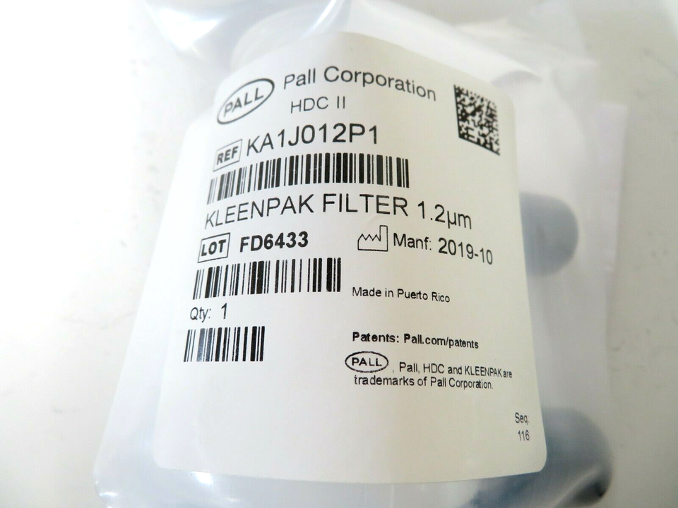 1-1/2" PALL KA1J012P1 KLEENPAK FILTER HDC II 1.2UM W/ TEST CERT NEW IN ...