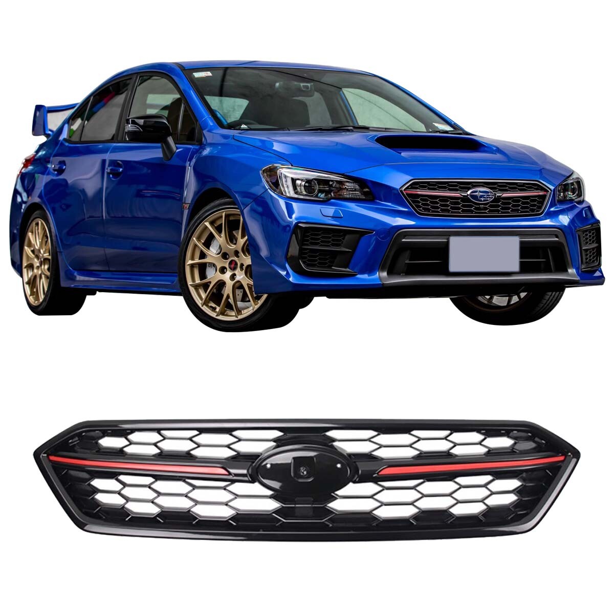 Front Bumper Grill Saigo Edition Style Grille Fit 2018-2021 Subaru WRX ...