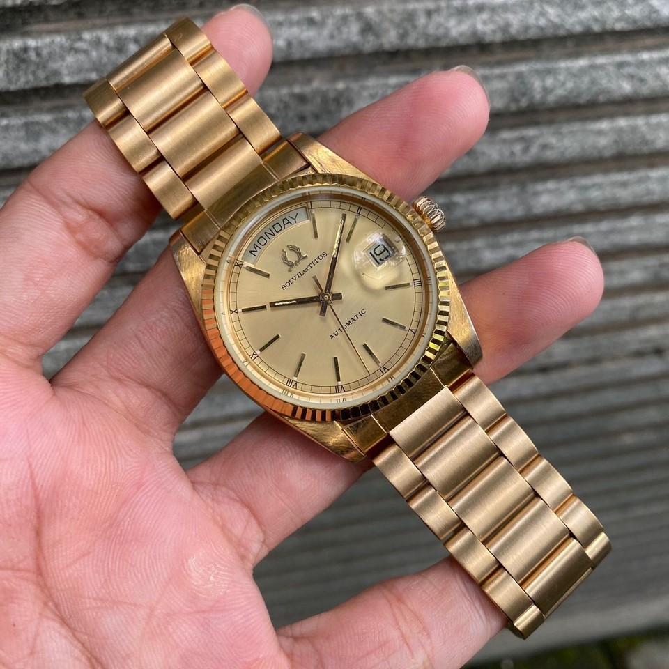RARE Solvil et Titus President Day Date Automatic ETA Gold Vintage Men ...