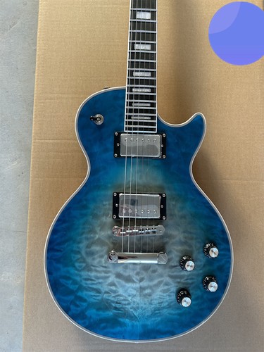 Handmade Custom LP Blue Big Flower Electric Guitar Chrome Hardware ...