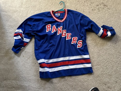 New York Rangers Vintage Starter Hockey Jersey NHL Blue White Sewn Mens ...