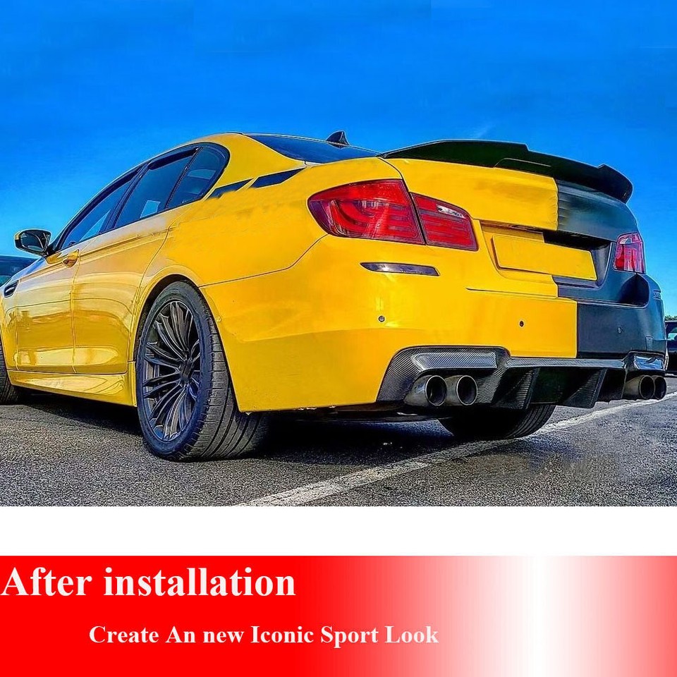 REAL CARBON Rear Bumper Lip Diffuser For BMW F10 528i 530i 550i M-Sport ...