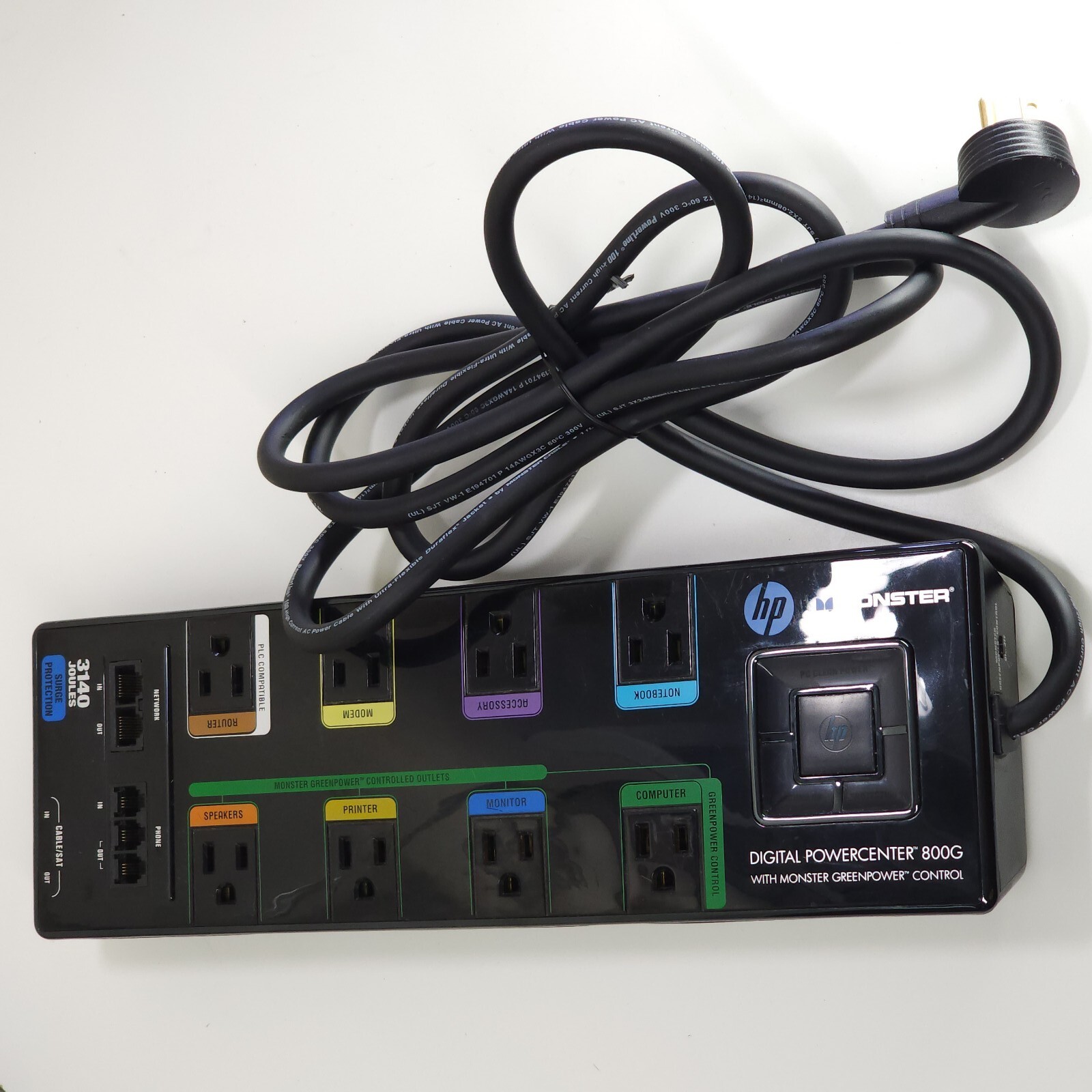 HP Monster Digital PowerCenter 800G Surge Protector 8-outlet 3140 Joul ...
