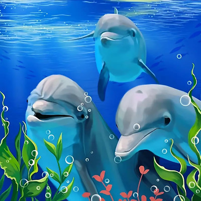 Dolphins Diamond Painting Kits for Adults, 5D Diamond Art Kits for ...