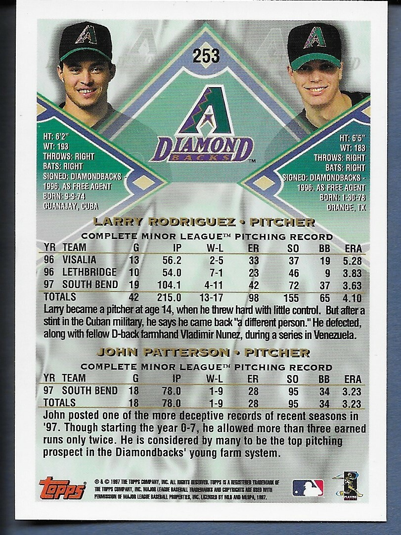 1997 Topps John Patterson Larry Rodriguez RC Rookie #253 NM-Mint ...