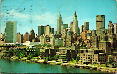 New York City NY Midtown Manhattan Skyline Postcard Aerial View 1971 | eBay