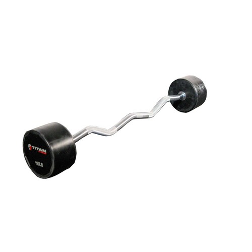 Titan Fitness EZ Curl Rubber Fixed Barbell 110 lb. | eBay