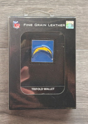 NFL Los Angeles Chargers Black Fine Grain Leather Trifold Wallet with ...