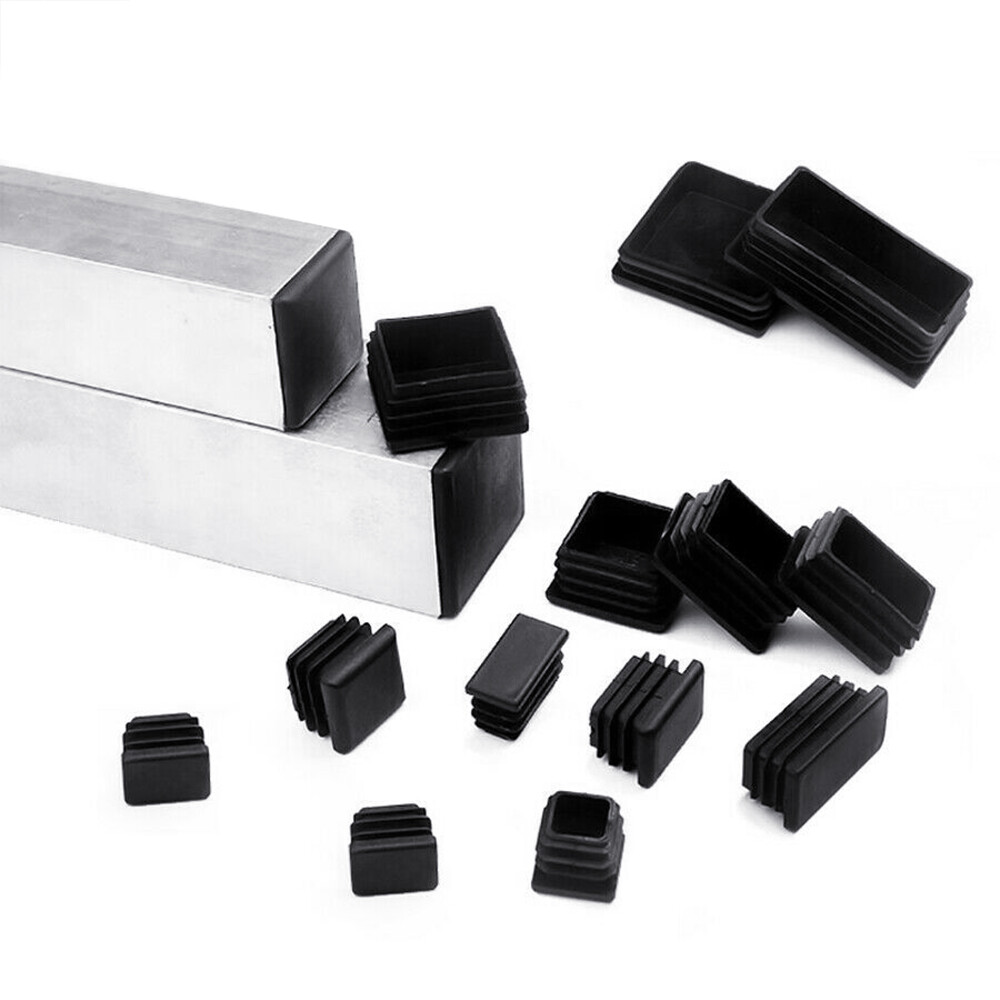 Square Tube Plastic End Caps 1 1/4" (1.25 Inch) Square Black Plastic