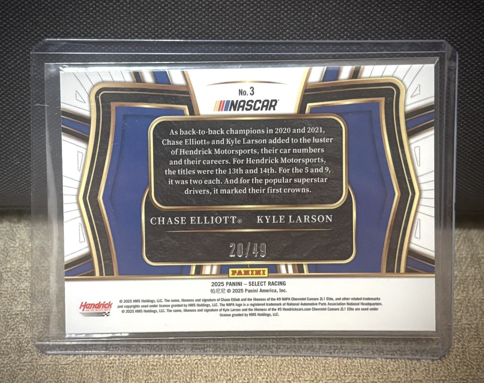 2025 Panini Select NASCAR Kyle Larson Chase Elliott Tandem Draft Red ...