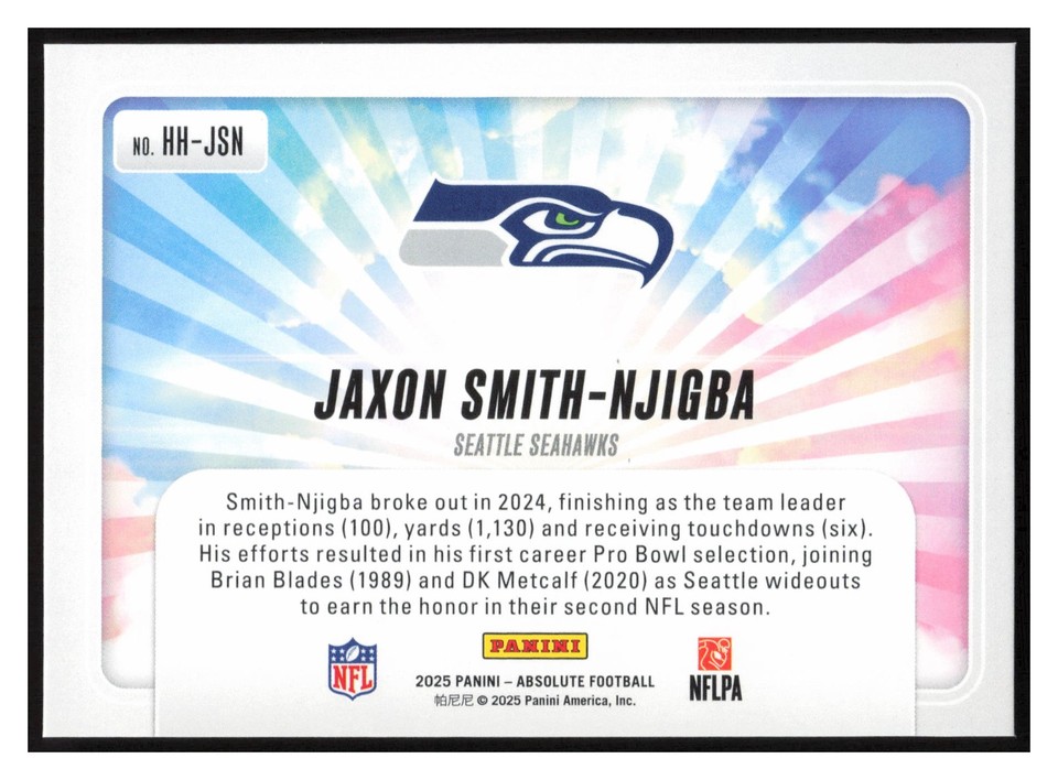 2025 Panini Absolute Hog Heaven #HH-JSN Jaxon Smith-Njigba - Seattle ...