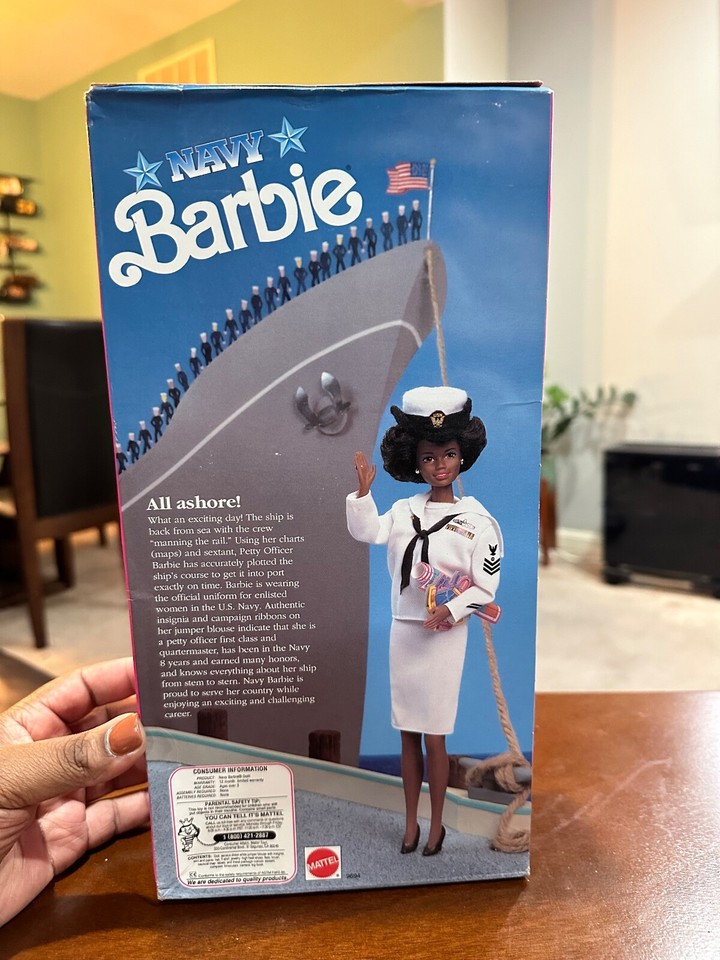 1990 Mattel STARS N STRIPES AA NAVY BARBIE NRFB 9694 Black Fashion Doll ...