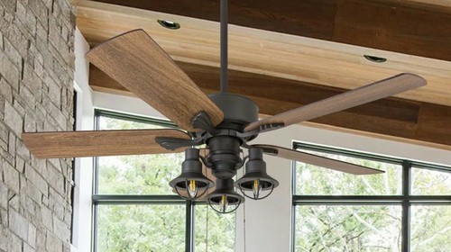 52" Rustic Cabin Ceiling Fan w Lights Mission Style Aged Bronze ...