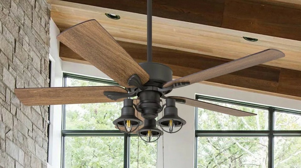 52" Rustic Cabin Ceiling Fan w Lights Mission Style Aged Bronze ...