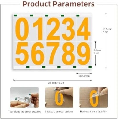 Reflective Mailbox Numbers Sticker, 3 Sets Large 0-9 Self Adhesive ...