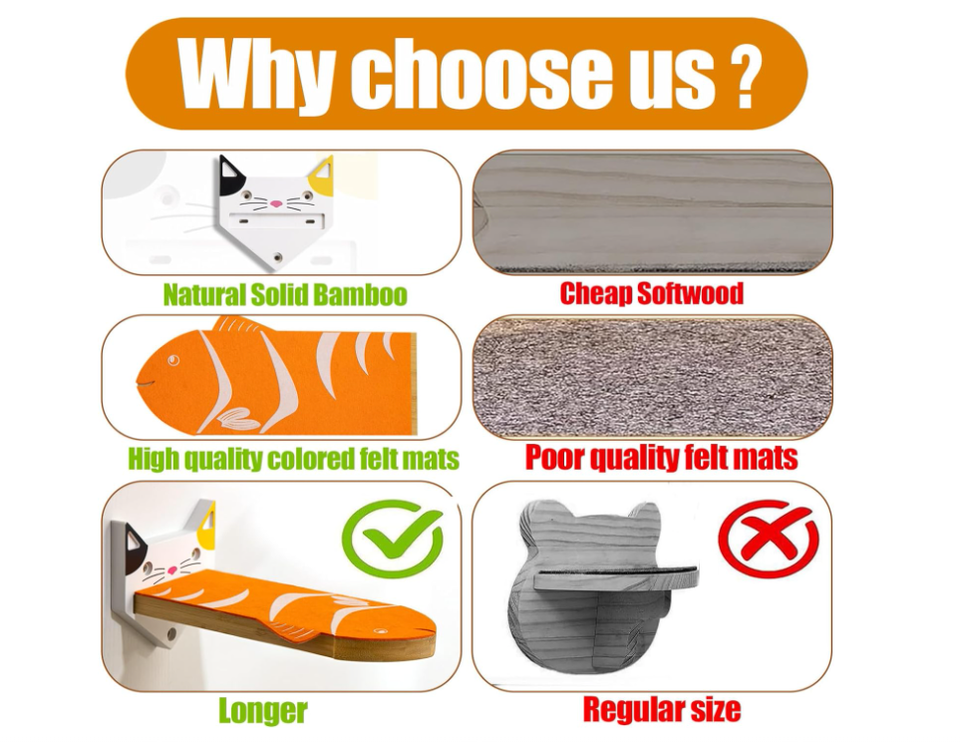 Yangbaga Set Of 3 Climbing Cat Shelves Steps Indoors Kittens cats NIB ...