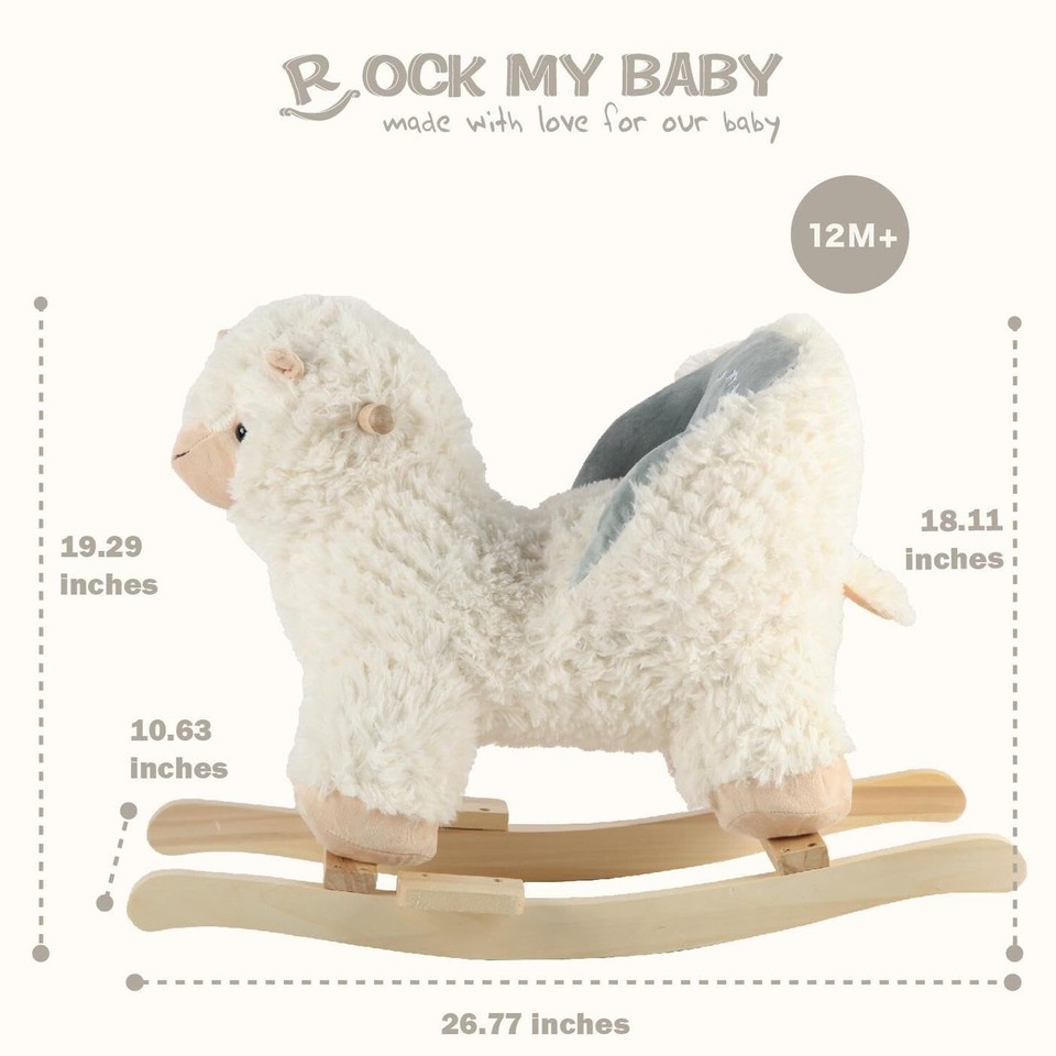 Baby Rocking Horse Alpaca Llama with Chair, Plush Stuffed Animal Rocker ...