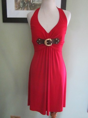 Cache Red Sleeveless Halter Mini Dress Size M | eBay