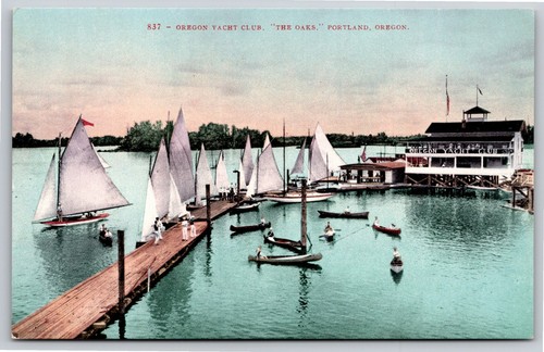 Portland Oregon~The Oaks Yacht Club Sailboat & Docks Scene~Vintage ...
